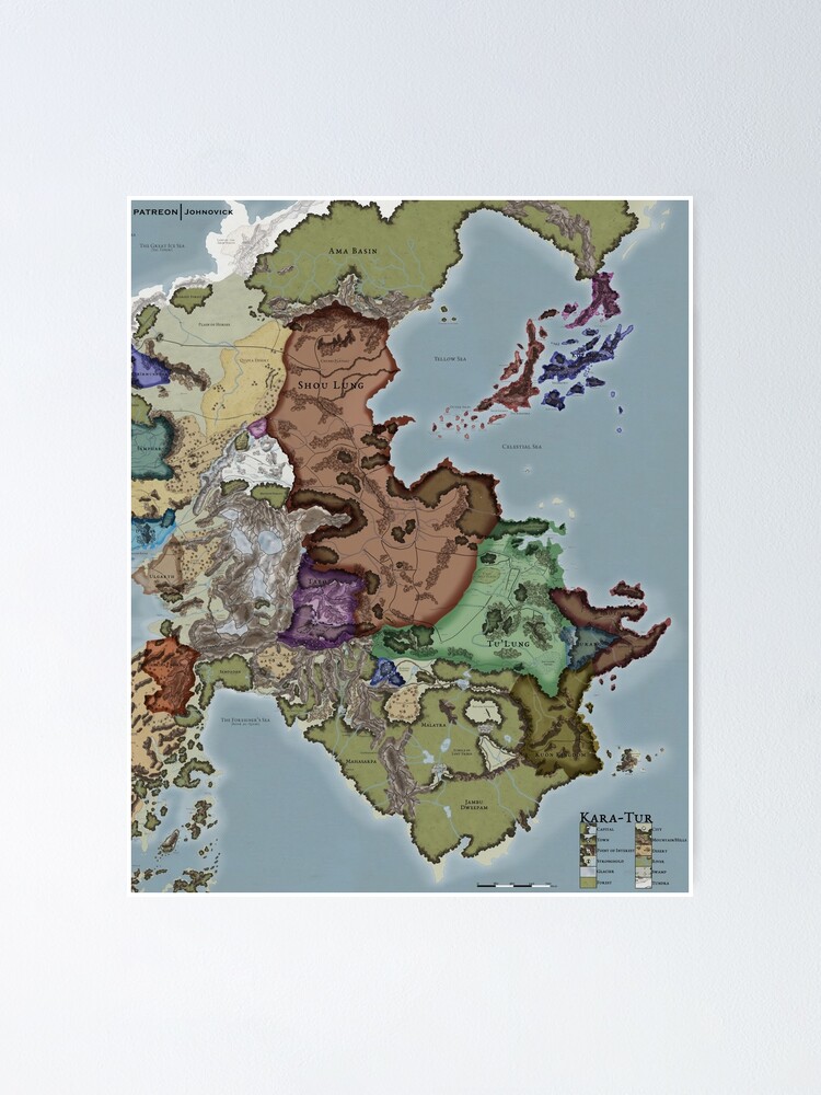"DND: KARA-TUR Map (HEXES)" Poster for Sale by Johnovick | Redbubble
