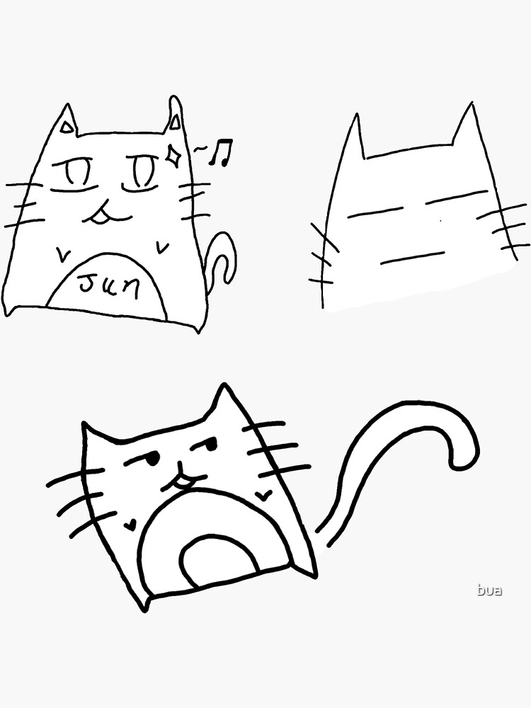 "seventeen jun cat drawing pack" Sticker for Sale by aftrhour | Redbubble