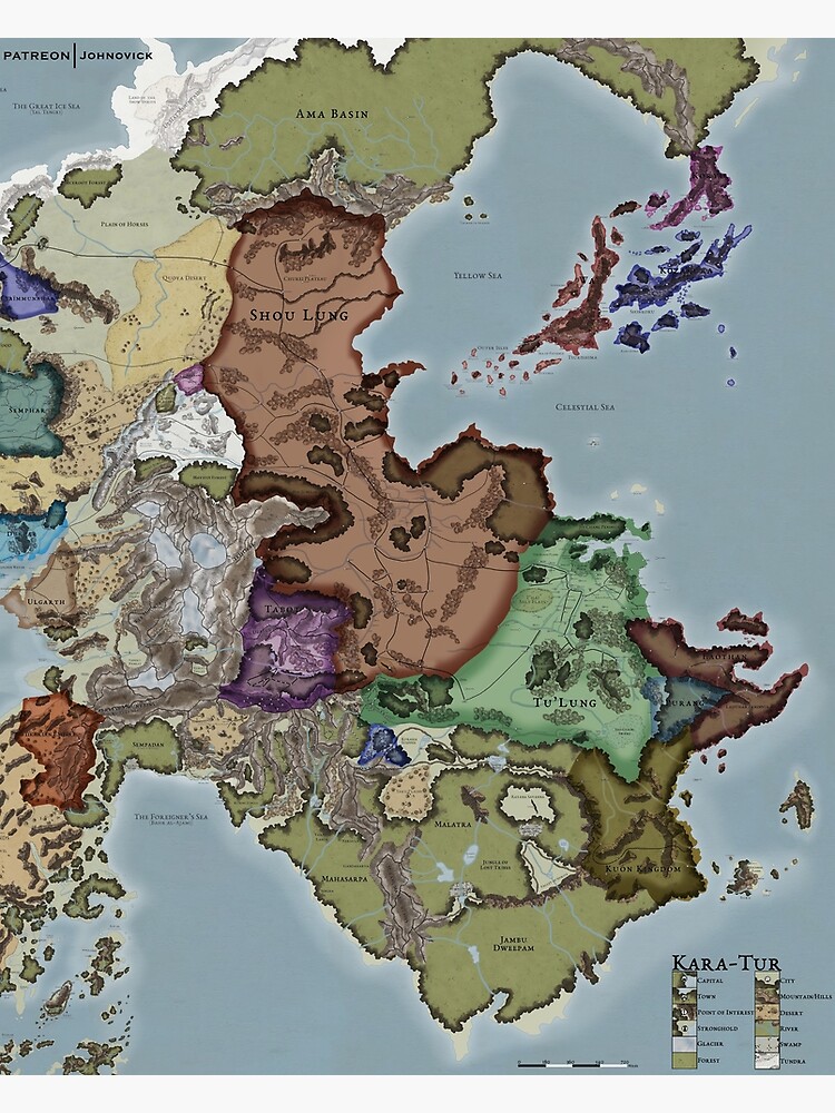 DND: KARA-TUR Map (NO HEXES) Premium Matte Vertical Poster sold by ...