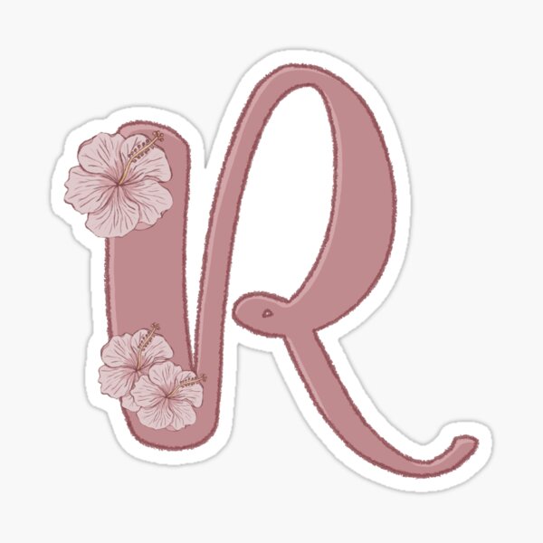 "Pink Hibiscus Monogram R" Sticker for Sale by Zephyr-Studio | Redbubble