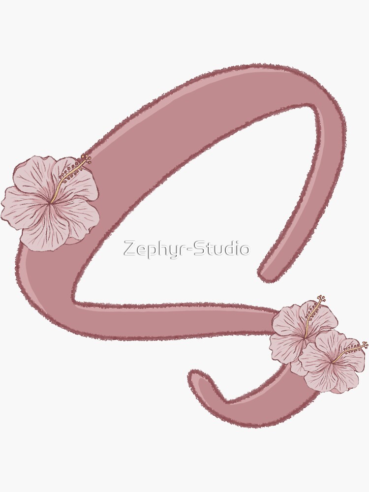 "Pink Hibiscus Monogram S" Sticker for Sale by Zephyr-Studio | Redbubble