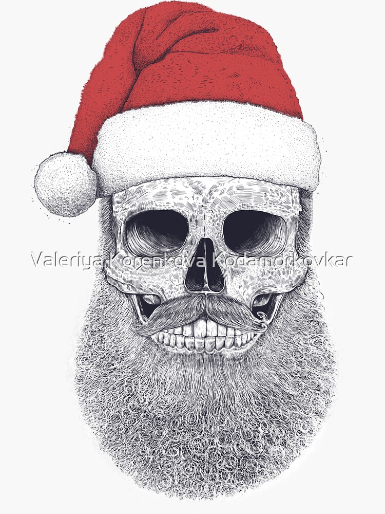 "Santa skull" Sticker by kodamorkovkart | Redbubble