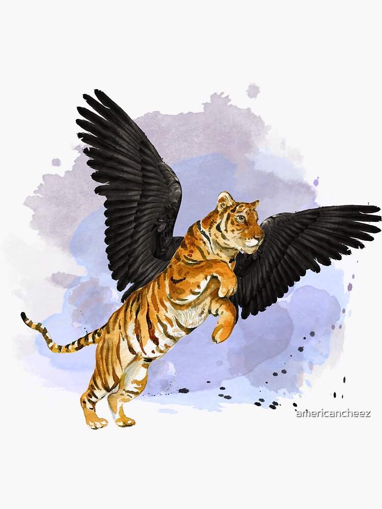 "Winged Tiger" Sticker for Sale by americancheez | Redbubble