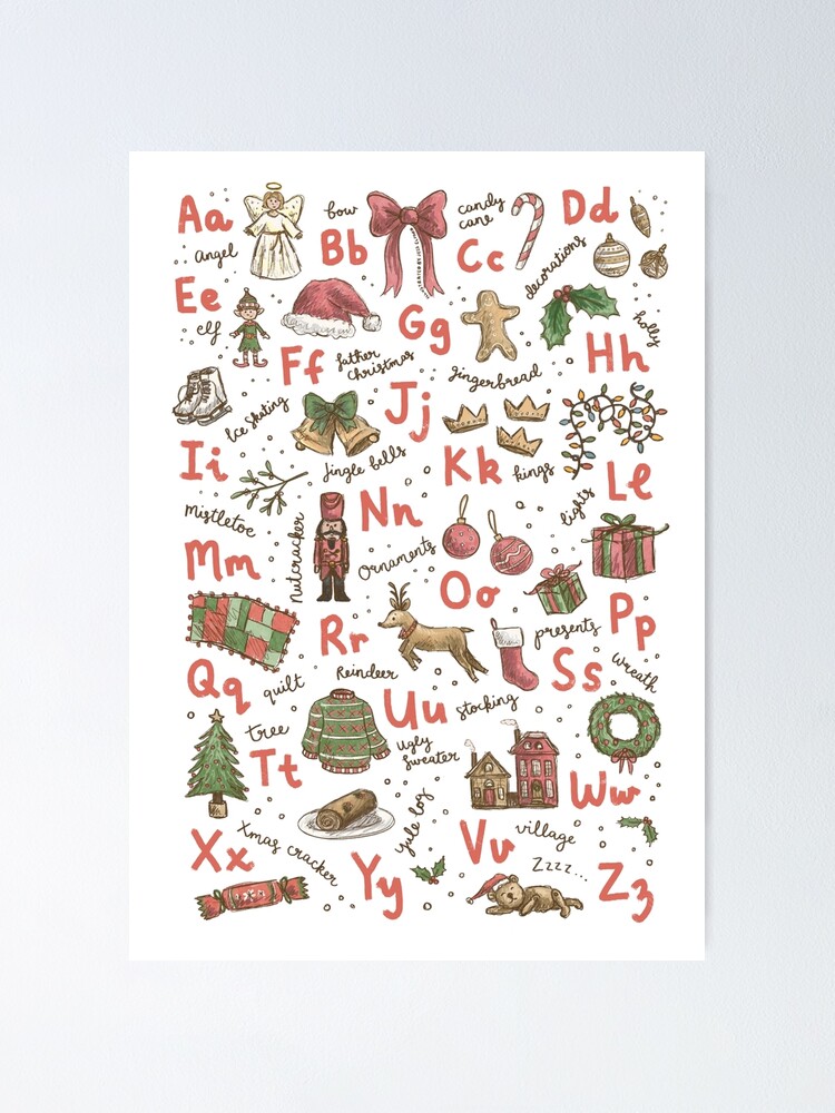 "Christmas Alphabet" Poster for Sale by thosepencils | Redbubble