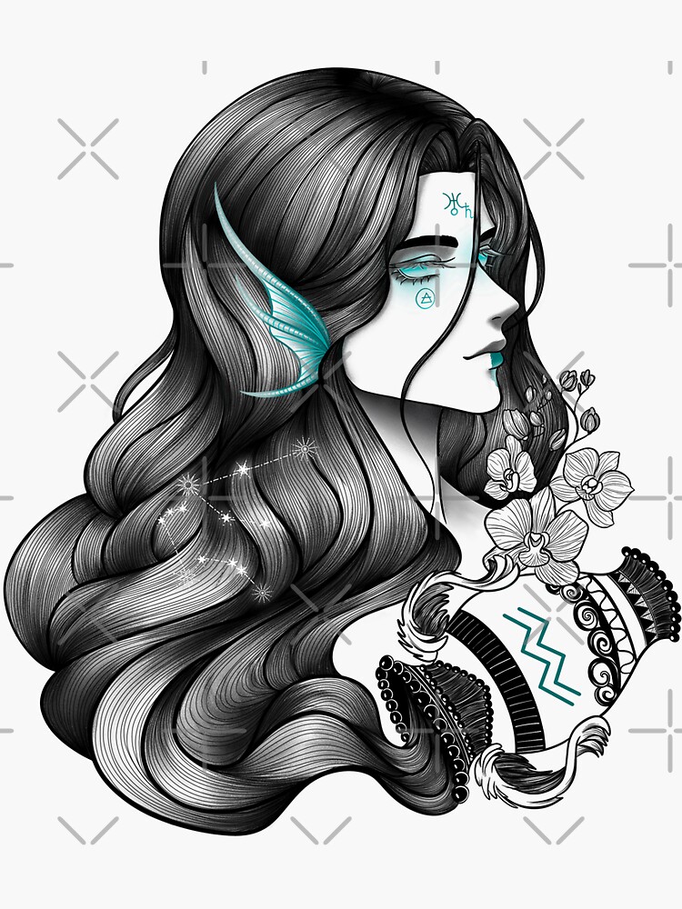 "Aquarius Anime Zodiac Sign " Sticker for Sale by HartArtDesigns ...