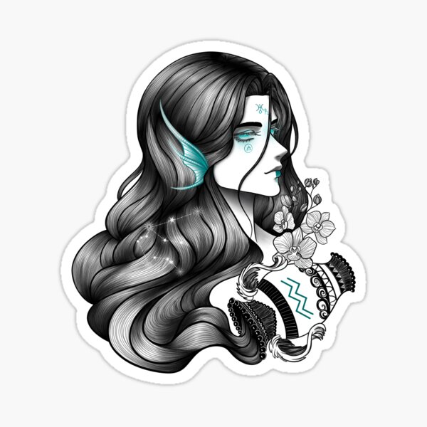"Aquarius Anime Zodiac Sign " Sticker for Sale by HartArtDesigns ...