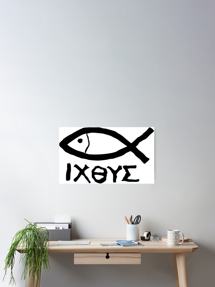 "Ichthys IXOYE Christian Fish Sticker" Poster for Sale by nikolaj1301 ...