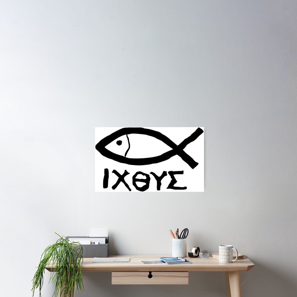 "Ichthys IXOYE Christian Fish Sticker" Poster for Sale by nikolaj1301 ...