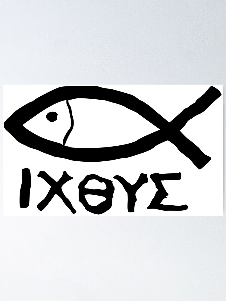 "Ichthys IXOYE Christian Fish Sticker" Poster for Sale by nikolaj1301 ...