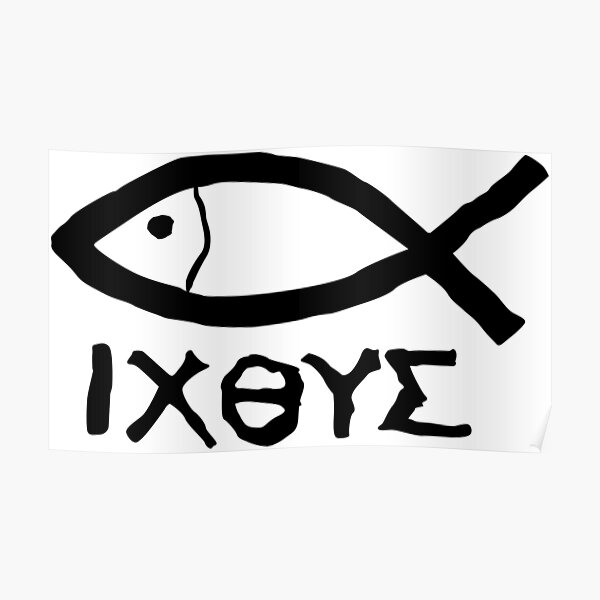 "Ichthys IXOYE Christian Fish Sticker" Poster for Sale by nikolaj1301 ...