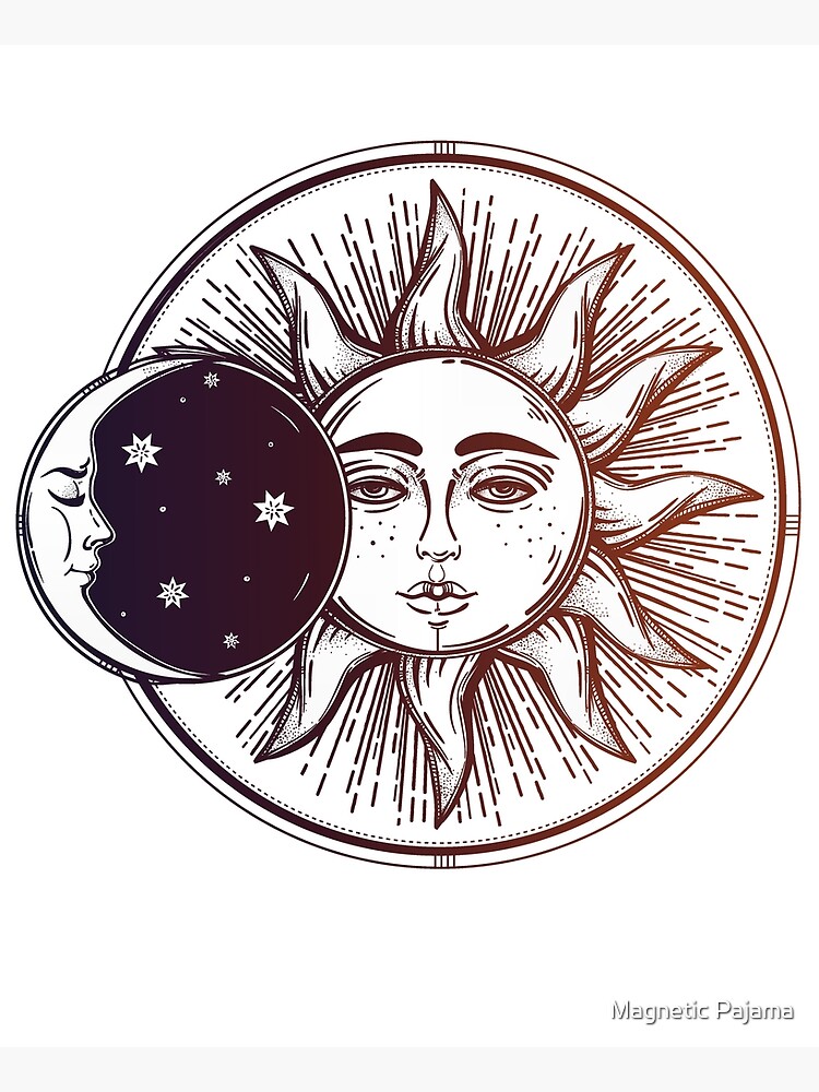 Vintage Solar Eclipse: Sun, Moon and Stars Premium Matte Vertical ...