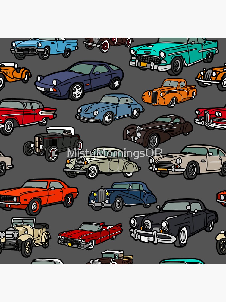 "Classic Car Pattern - Car Clip Art - Gray" Sticker for Sale by ...
