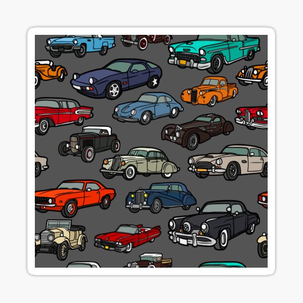 "Classic Car Pattern - Car Clip Art - Gray" Sticker for Sale by ...