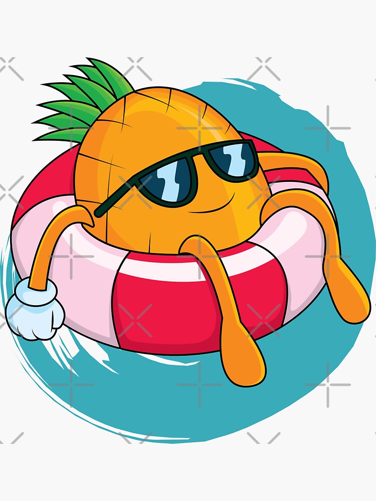"Cool pineapple on a pool float-anatomy of a pineapple meme" Sticker for Sale by PeonyPeak ...