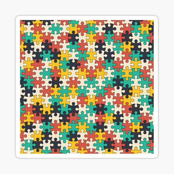 "Jigsaw Pattern Block Puzzles" Sticker for Sale by Hic21 | Redbubble
