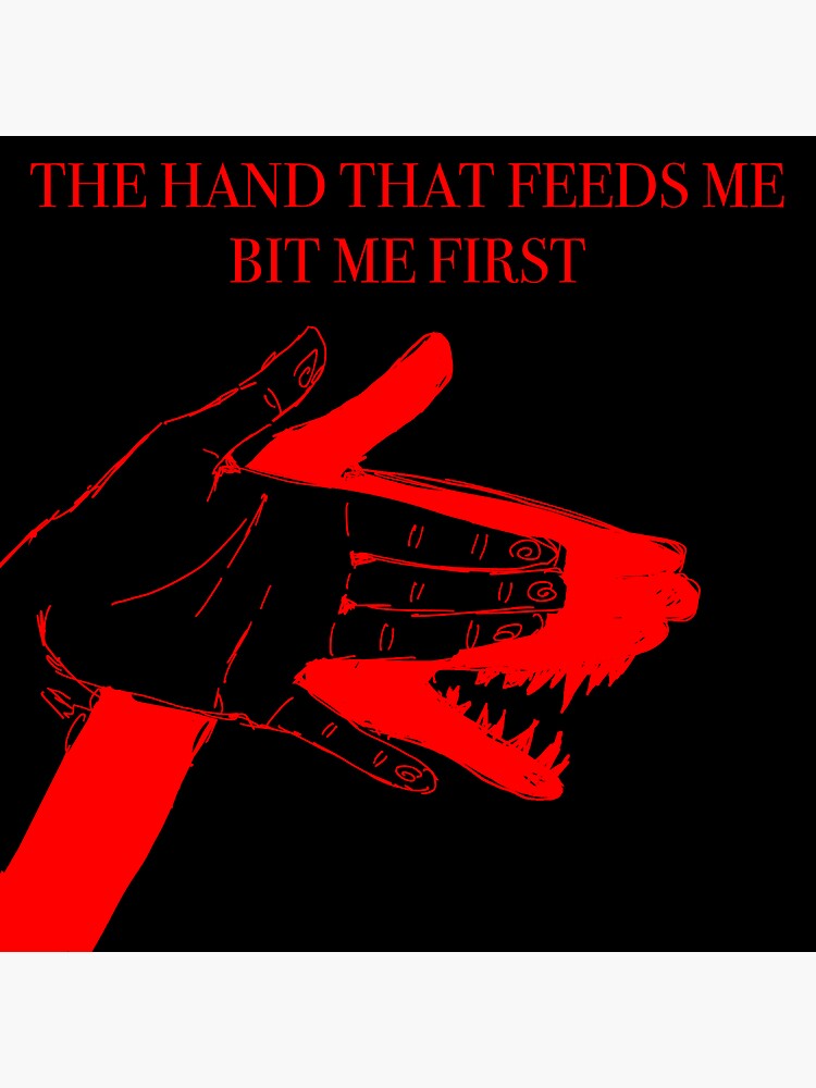 "The Hand That Feeds " Sticker for Sale by wormbus-things | Redbubble