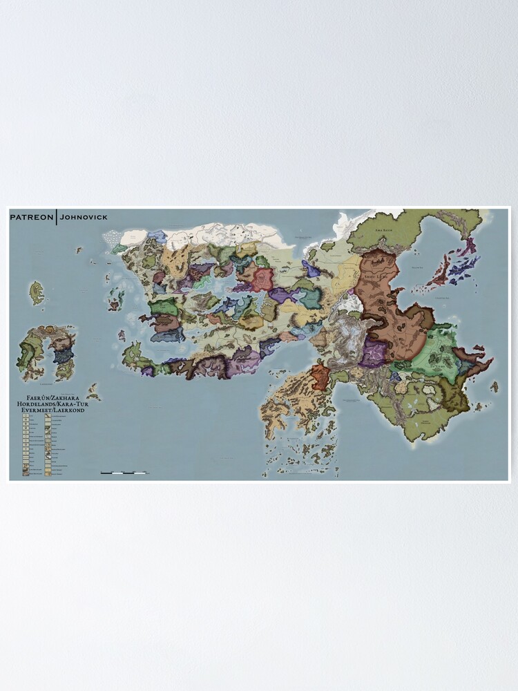 "DND: EXTENDED Faerun Map (NO HEXES)" Poster for Sale by Johnovick ...
