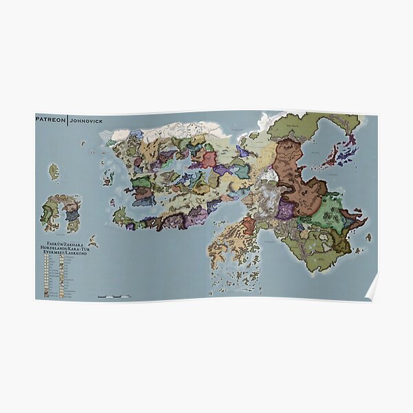 "DND: EXTENDED Faerun Map (NO HEXES)" Poster for Sale by Johnovick ...