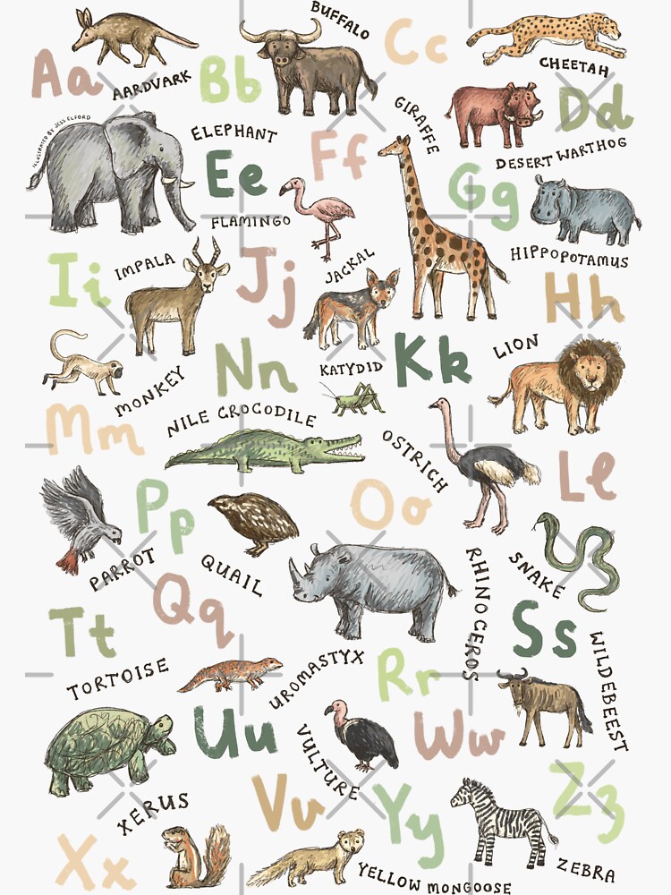 "Safari Alphabet" Sticker for Sale by thosepencils | Redbubble