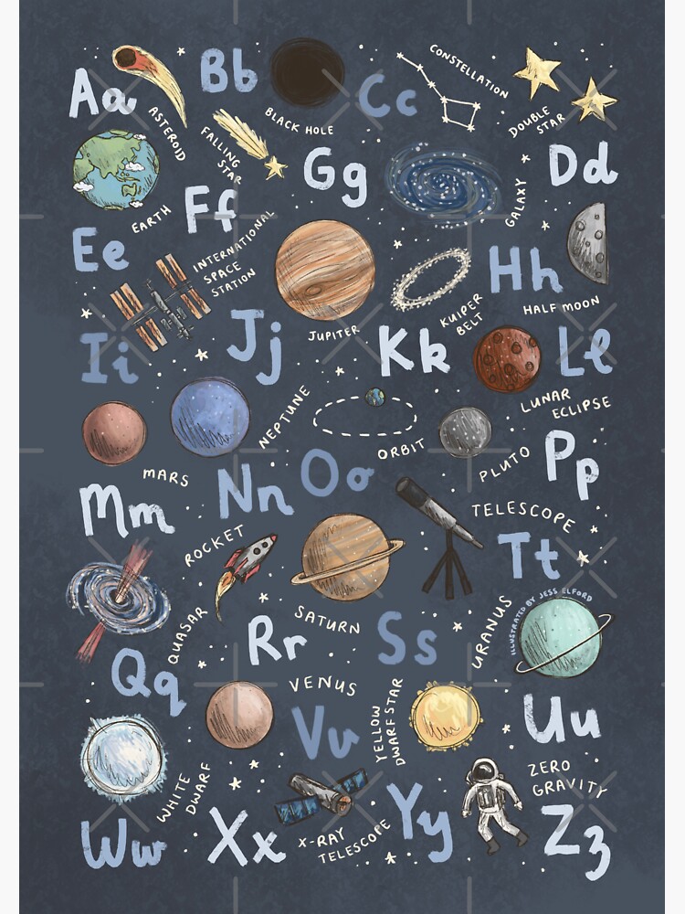 "Outer Space Alphabet" Sticker for Sale by thosepencils | Redbubble