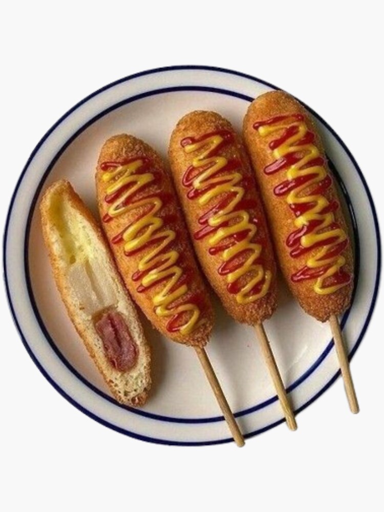 "Korean Corndog - 감자핫도그 " Sticker for Sale by Kito-Kato | Redbubble
