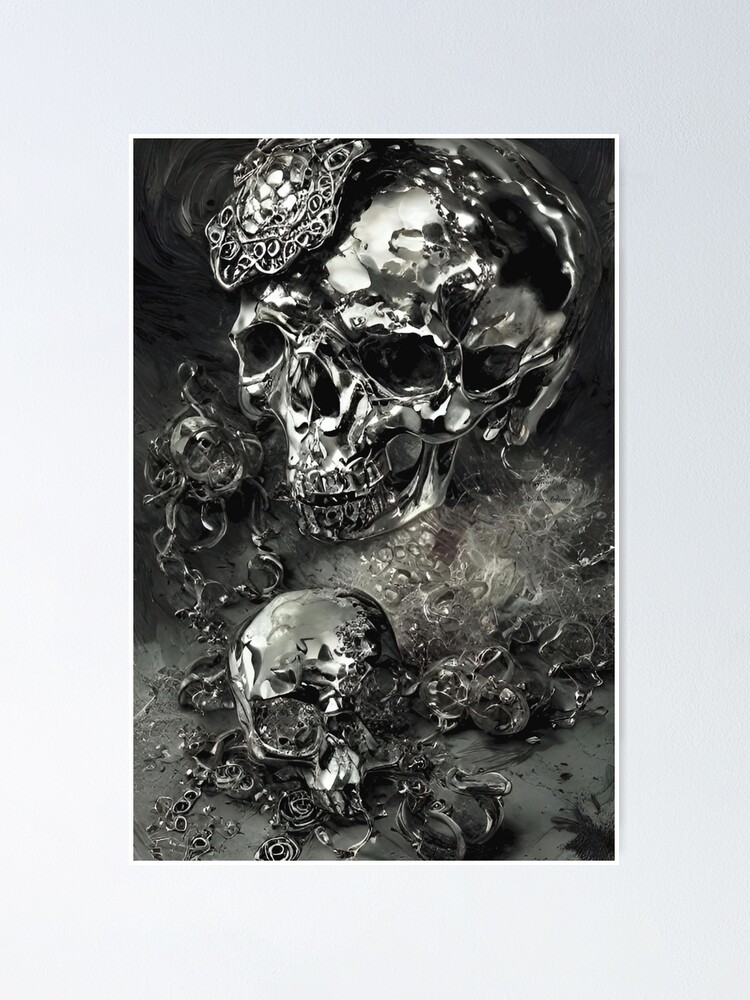 " Silver Human Skulls" Poster for Sale by Ai-Artz | Redbubble