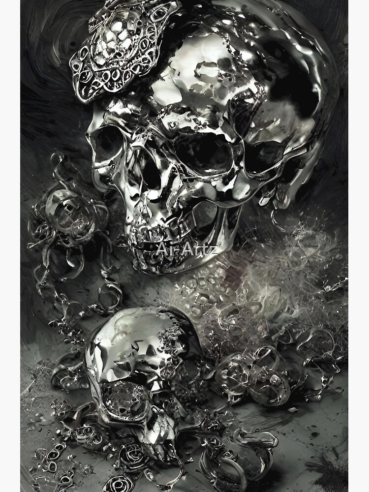 " Silver Human Skulls" Sticker for Sale by Ai-Artz | Redbubble