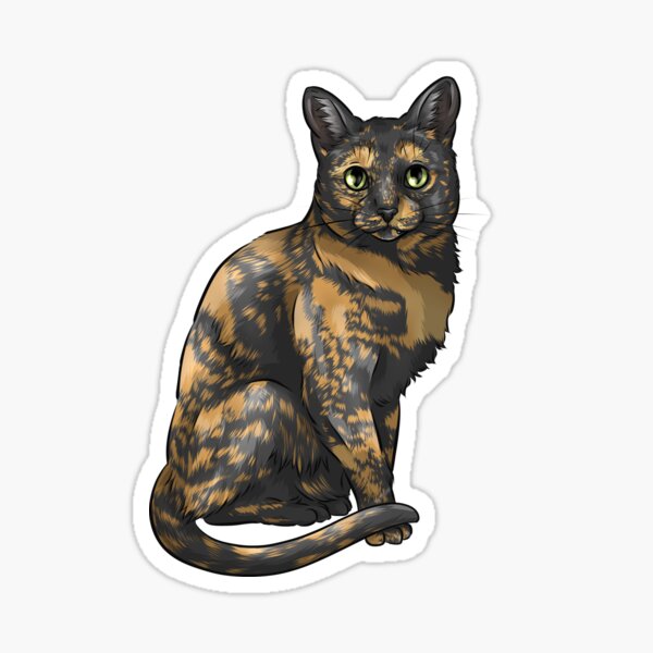 "Cute Tortoiseshell Cat" Sticker for Sale by shirinsart | Redbubble