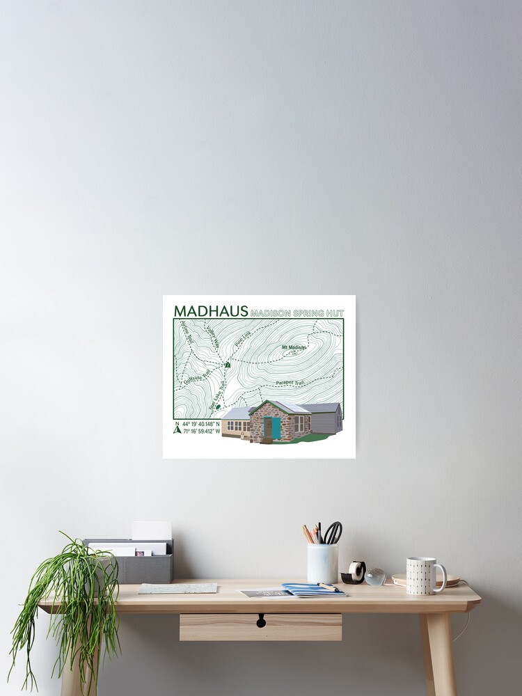 "Madison Springs Hut Topography Map" Poster for Sale by Abby Clark ...