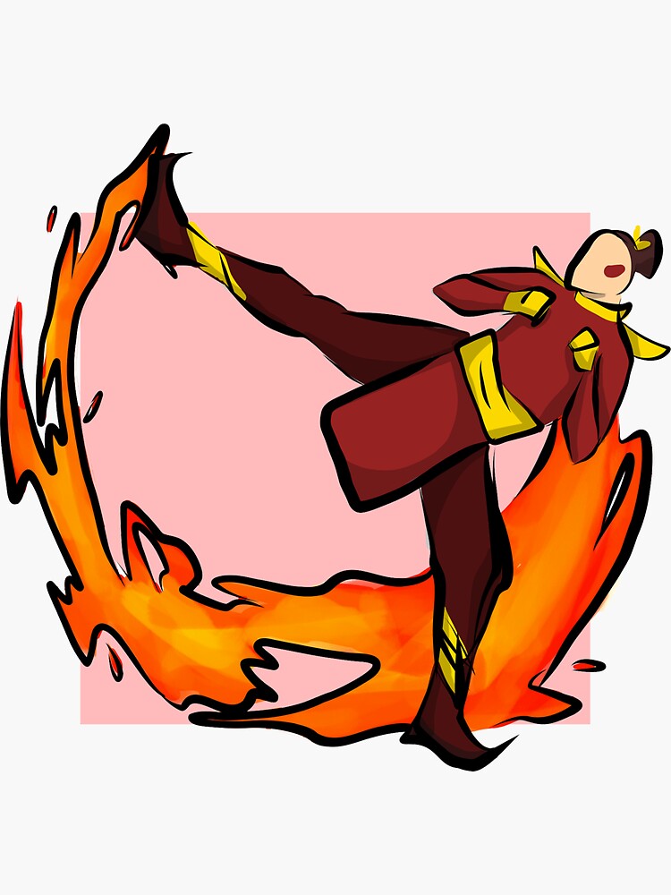 "Flame Kick (Zuko Firebender Series)" Sticker for Sale by pjko | Redbubble