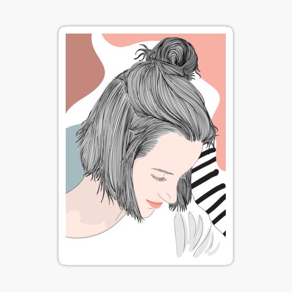 "Short Hair Girl" Sticker for Sale by Nakikej | Redbubble