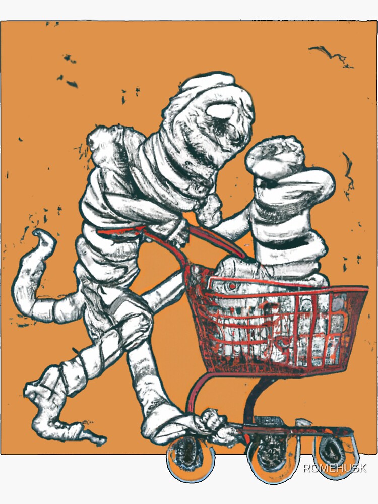 ""WRAPPED" Retro Halloween Mummy" Sticker for Sale by ROMEHUSK | Redbubble