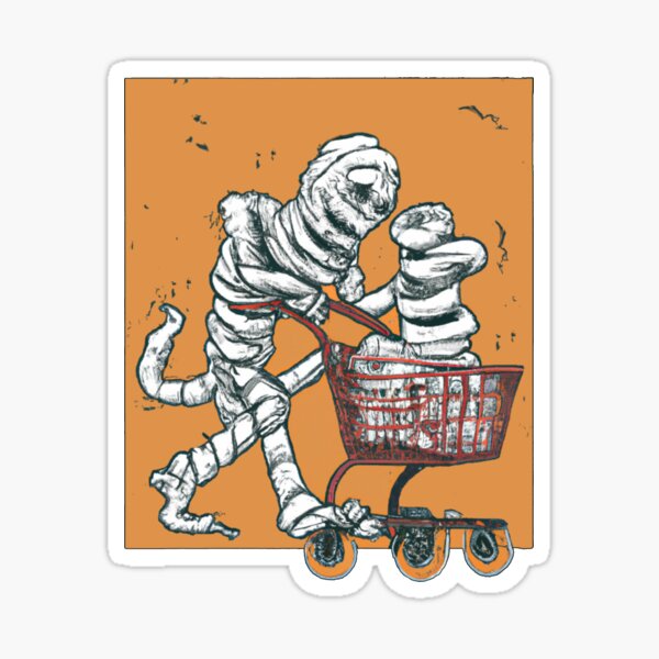 ""WRAPPED" Retro Halloween Mummy" Sticker for Sale by ROMEHUSK | Redbubble