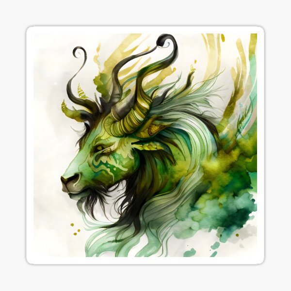 "A Green and Gold Watercolor Ancient Chinese Qilin Qirin" Sticker for ...