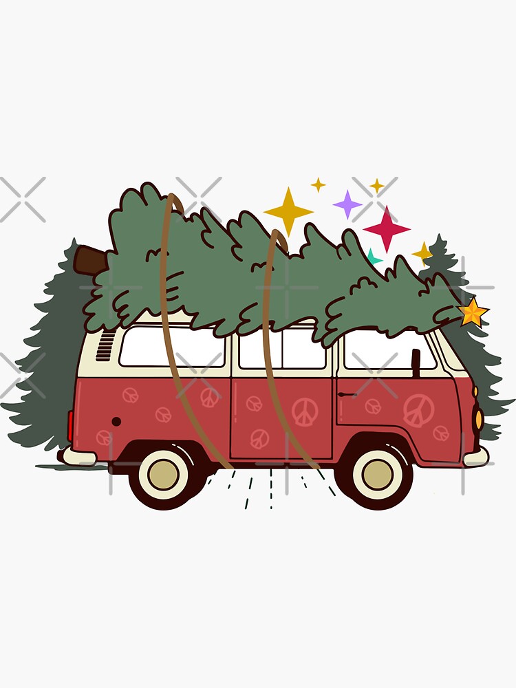 "Van Retro Christmas" Sticker for Sale by MoodsofDesign | Redbubble