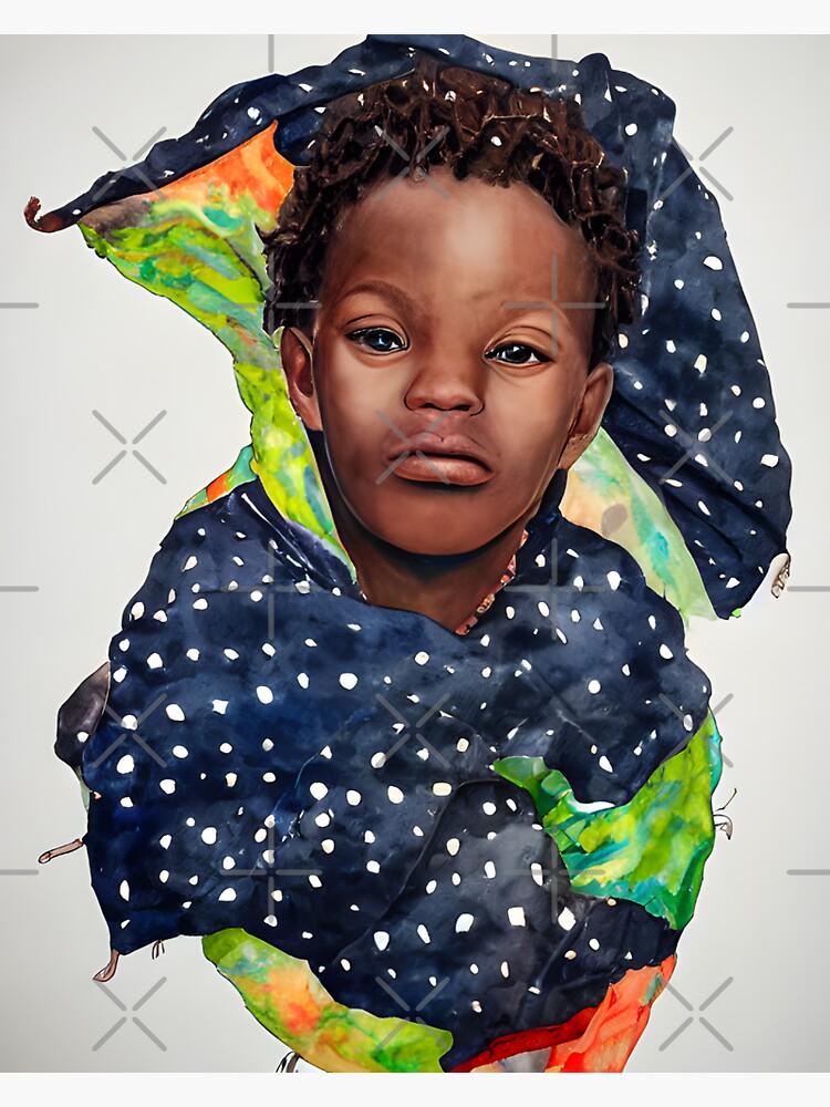 "Zephan, African American boy with Downs wrapped in a Quilt" Sticker ...