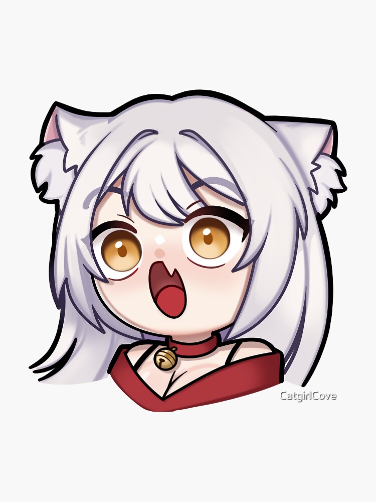 "White-hair Catgirl Cat Girl Pog Poggers" Sticker for Sale by ...
