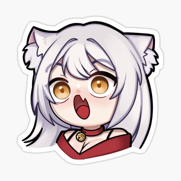 "White-hair Catgirl Cat Girl Pog Poggers" Sticker for Sale by ...