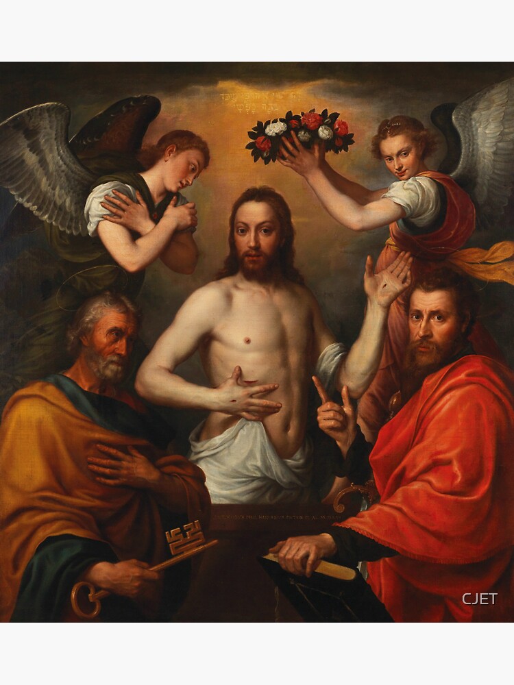 Pegatina «Cristo resucitado con los santos Pedro y Pablo y dos ángeles ...