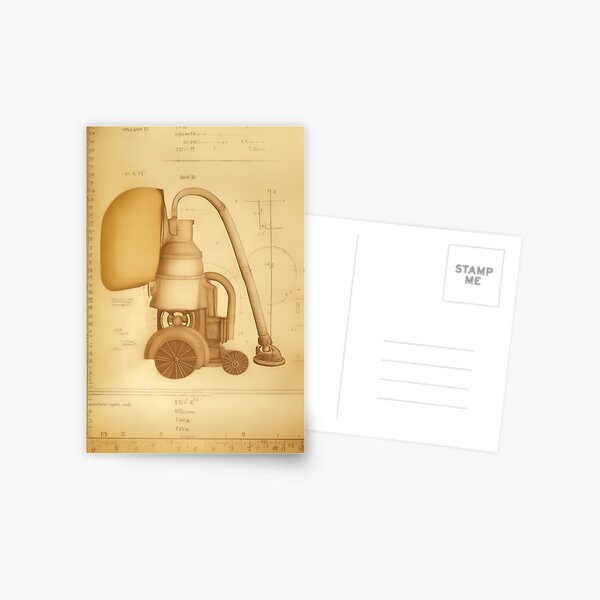 "Ancient vacuum cleaner with bag a technical drawing with measurements ...