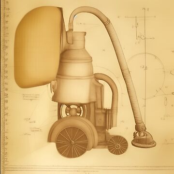 "Ancient vacuum cleaner with bag a technical drawing with measurements ...