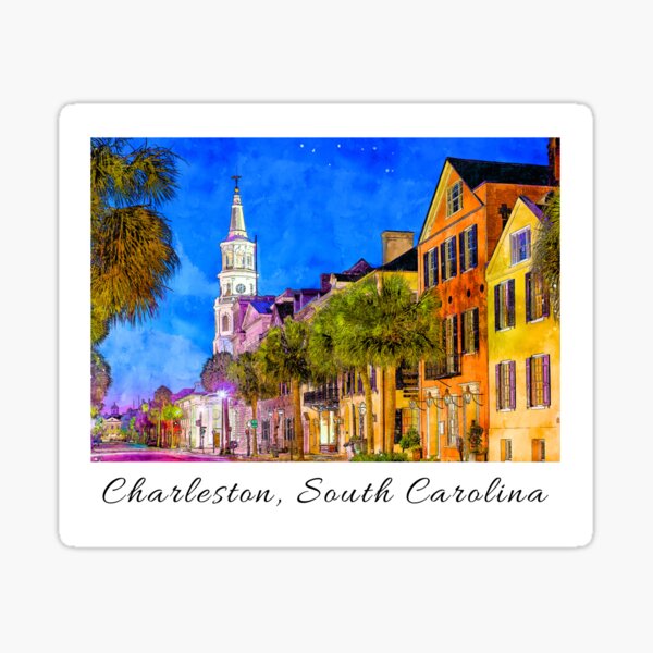 "Illustration of Charleston South Carolina" Sticker for Sale by ...