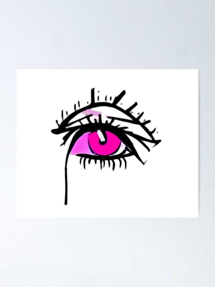"weeping pink anime eye black ink graffiti style" Poster for Sale by ...