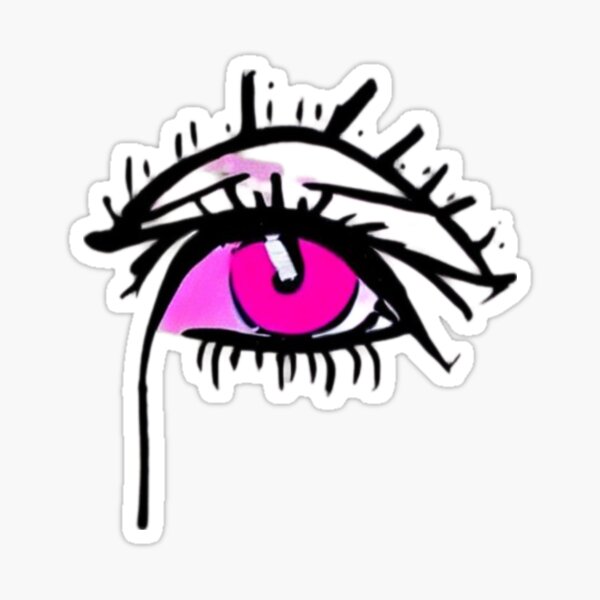 "weeping pink anime eye black ink graffiti style" Sticker for Sale by ...