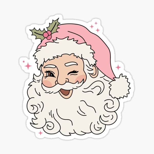 "Winking Retro Vintage Pink Santa Claus" Sticker for Sale by ...