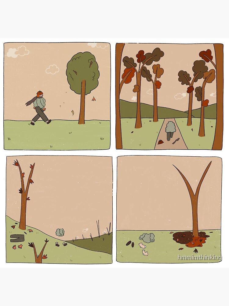 "Fall Leaves Comic Strip" Sticker for Sale by hmmimthinking | Redbubble