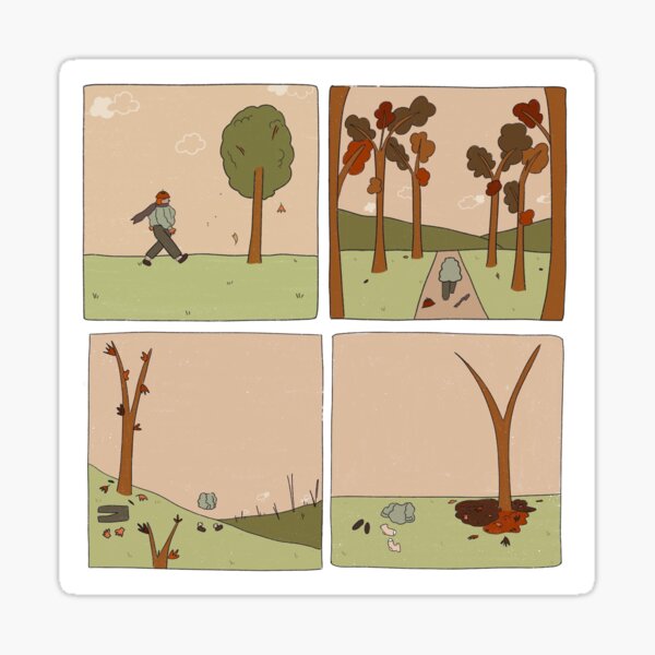 "Fall Leaves Comic Strip" Sticker for Sale by hmmimthinking | Redbubble