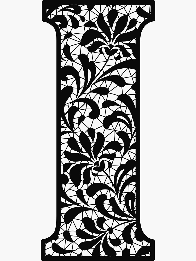 "Letter I- Black Lace Botanical Monogram" Sticker for Sale by Tasha ...