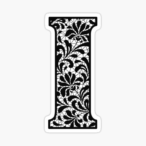"Letter I- Black Lace Botanical Monogram" Sticker for Sale by Tasha ...