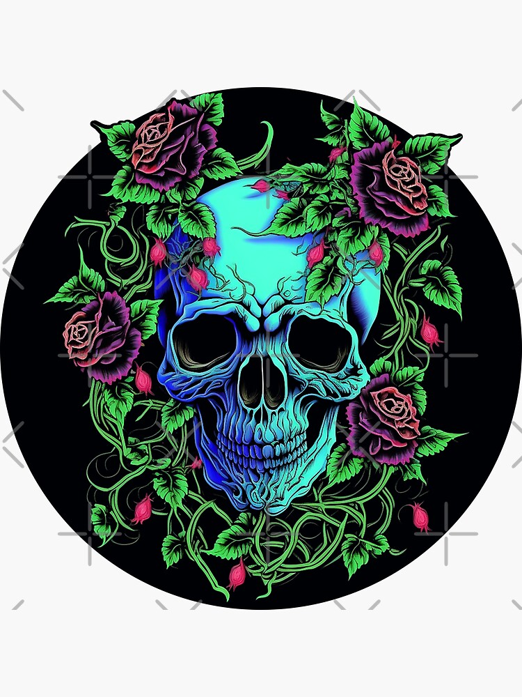 "Skull and Roses" Sticker for Sale by GummywormDesign | Redbubble